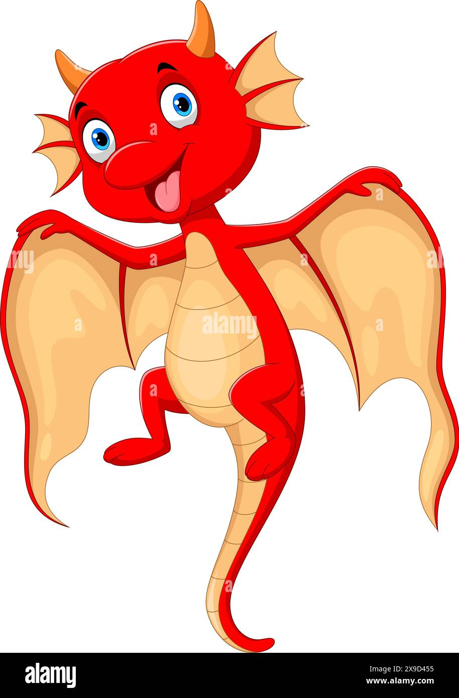 Vector illustration of funny cartoon Dragon isolated on white ...