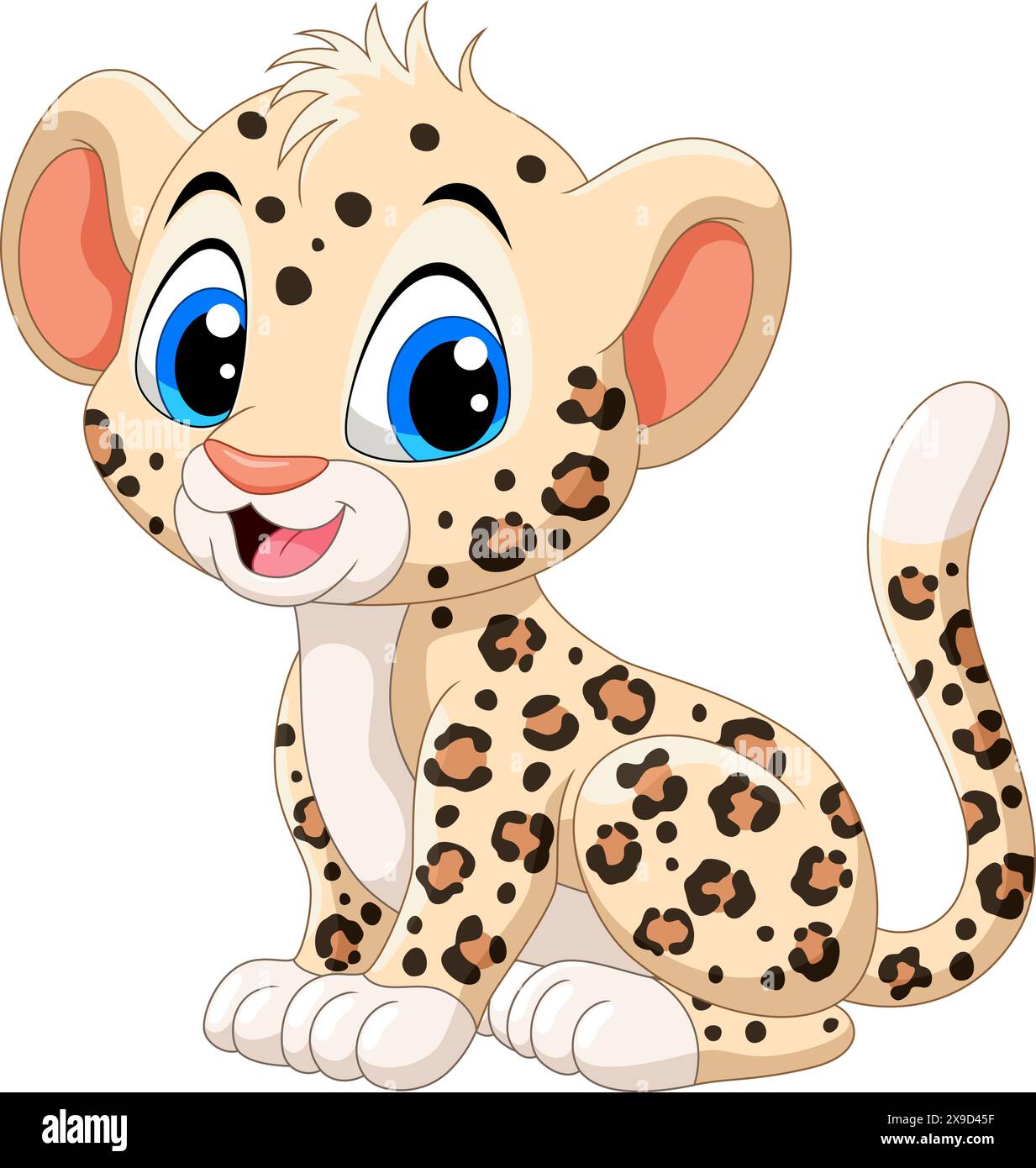 Cute baby leopard cartoon isolated on white background Stock Vector ...