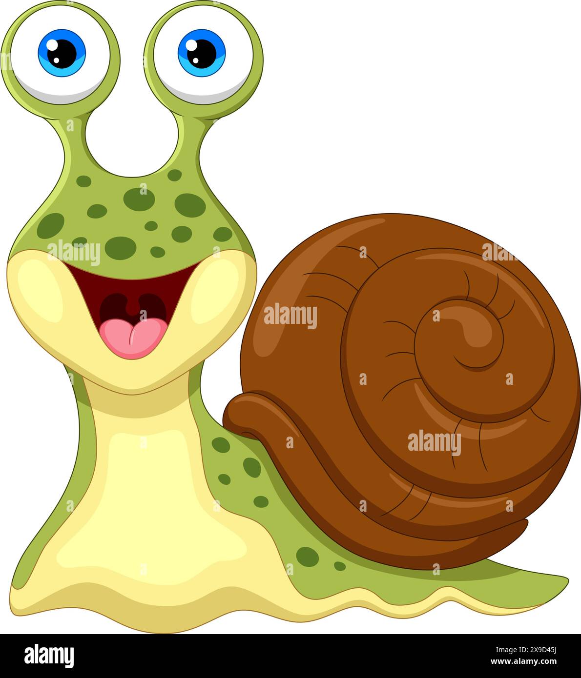 Vector illustration of Funny smiling snail isolated on white background ...