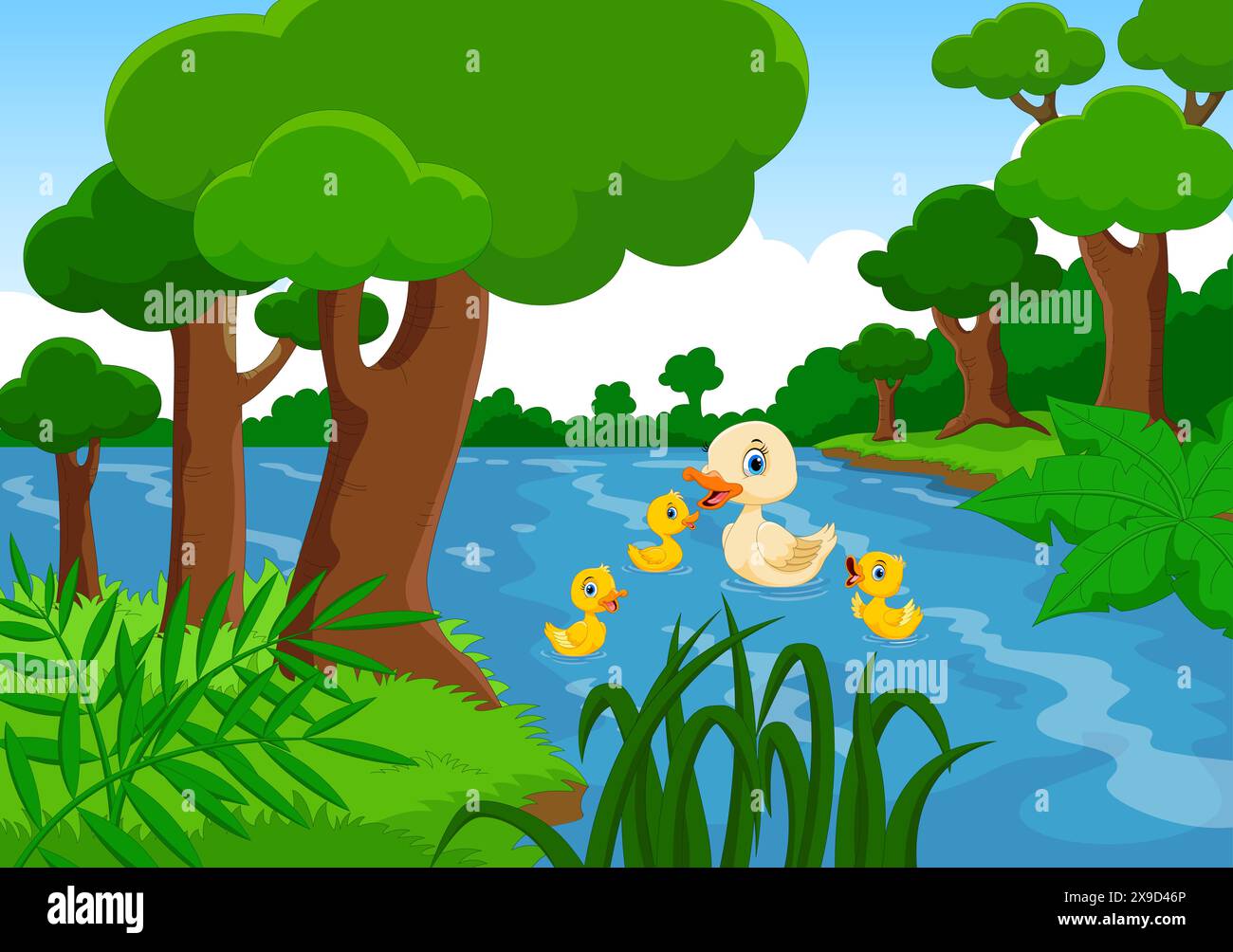 White duck swims Stock Vector Images - Alamy