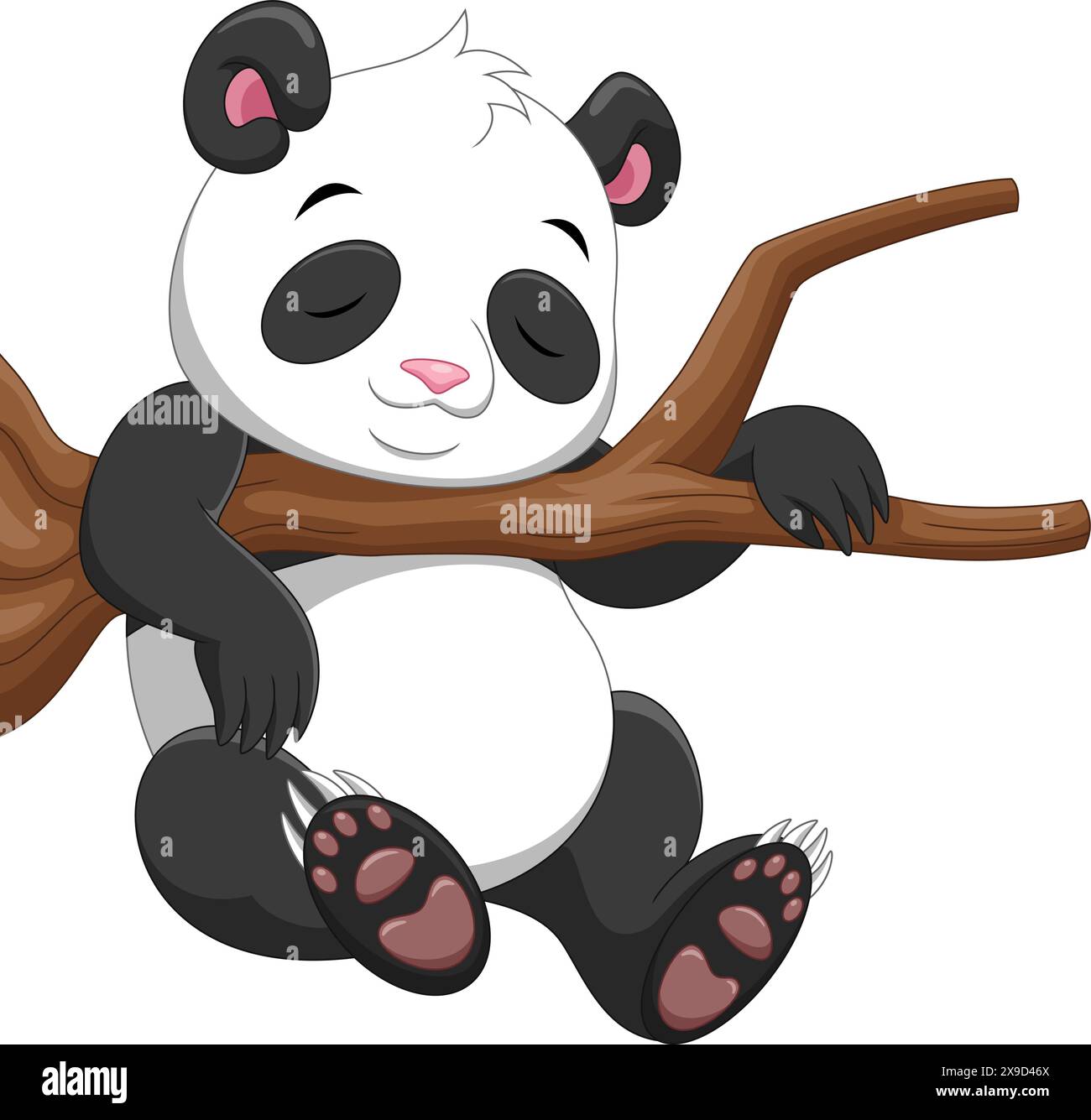 Vector illustration of Funny little panda smiling on a white background ...