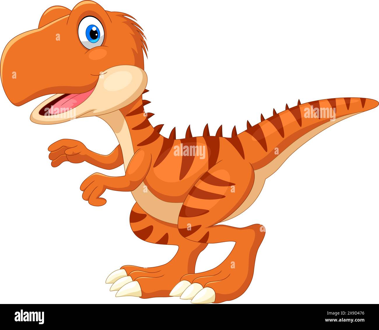 Happy dinosaur cartoon vector illustration on white background Stock ...
