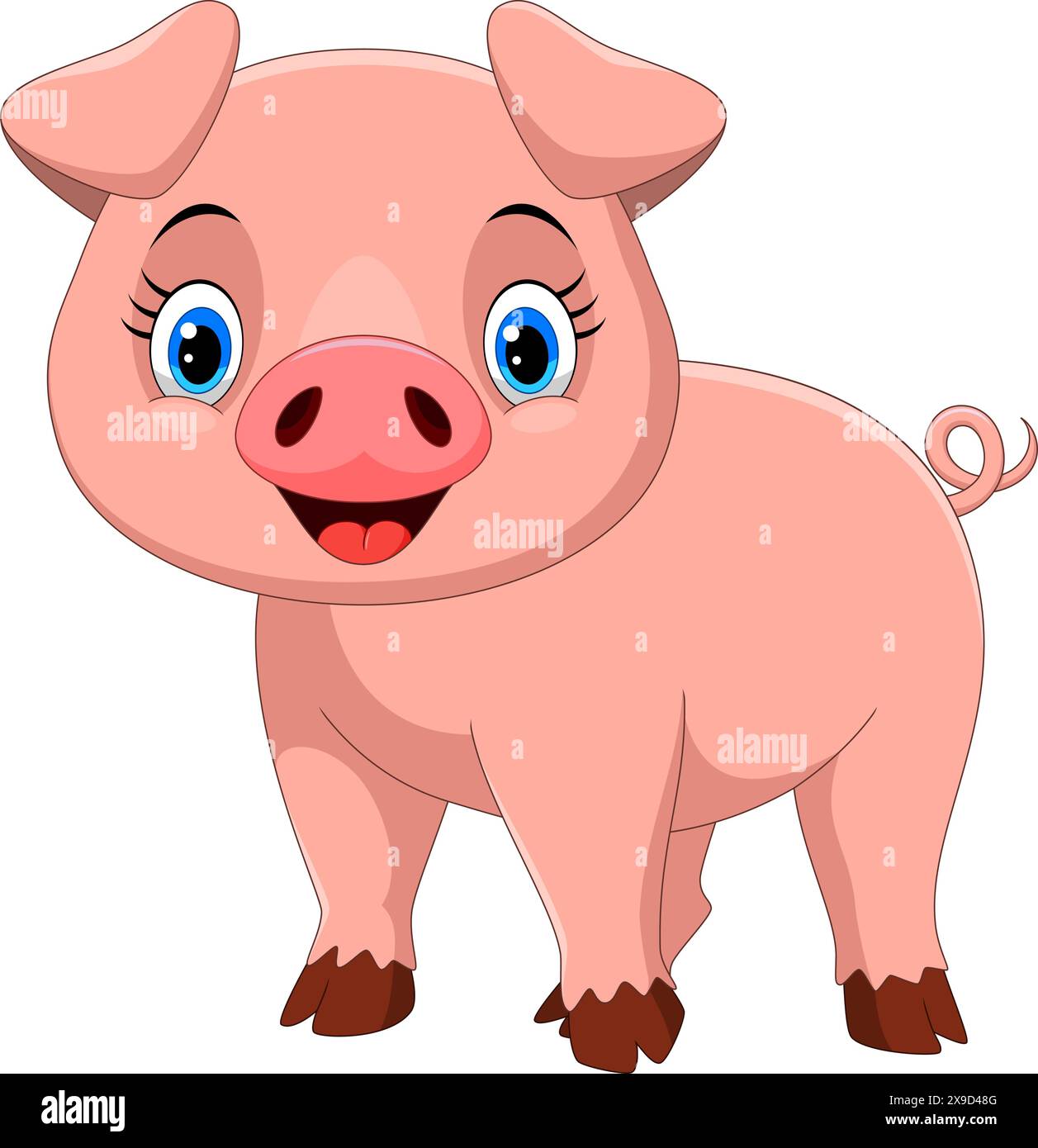 Vector illustration of cute pig cartoon isolated on white background ...