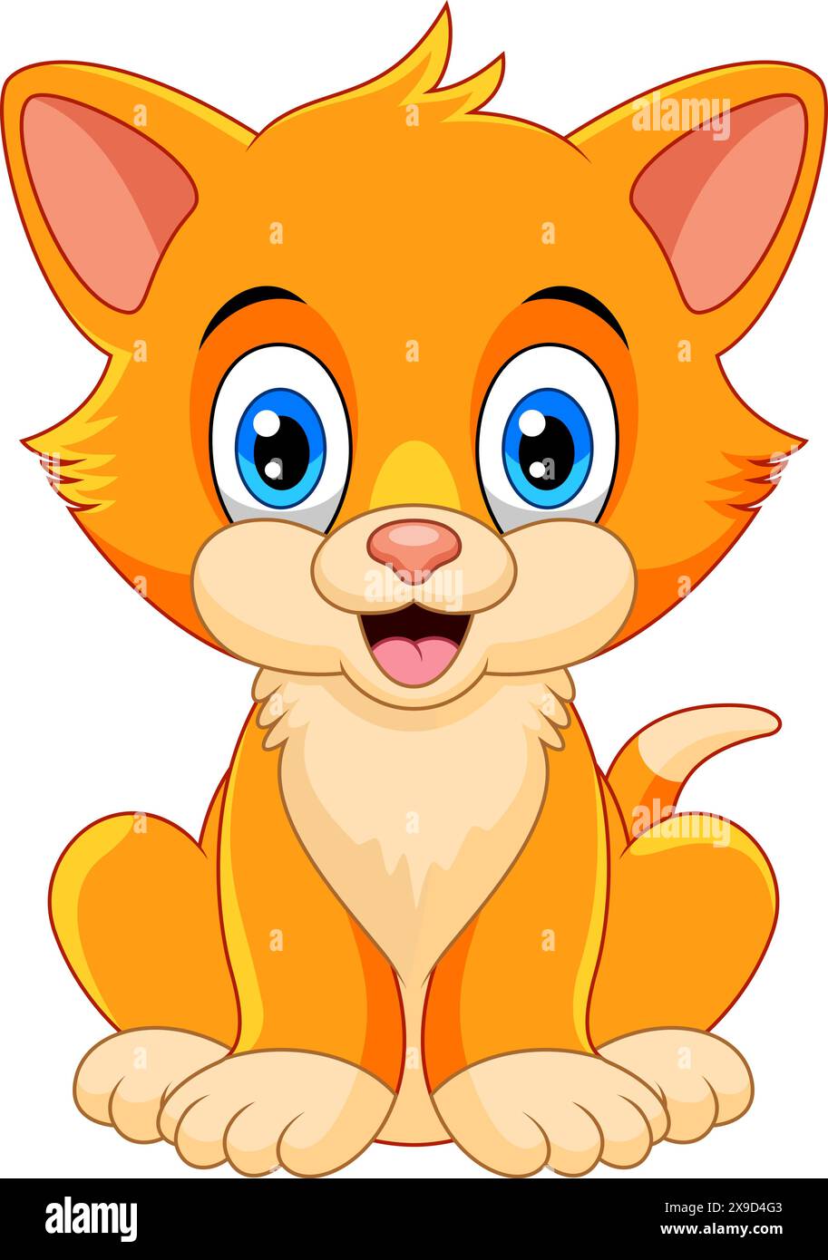 Cute Cartoon kitten isolated on a white background Stock Vector Image ...