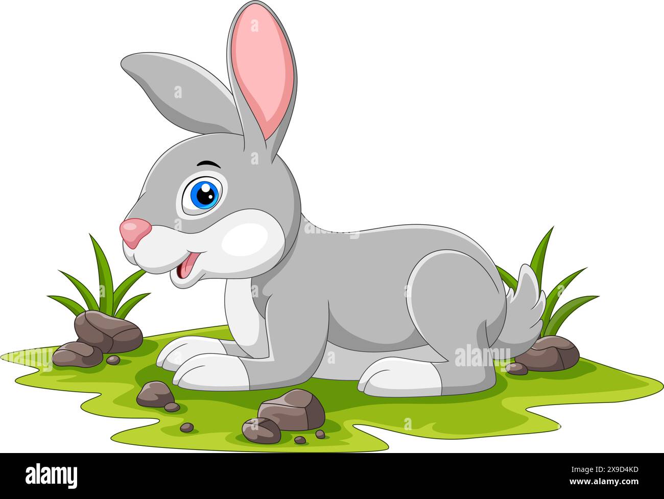 Happy bunny cartoon isolated on white background Stock Vector Image ...