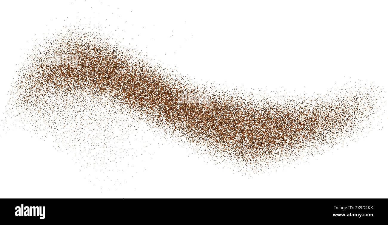 Coffee, cocoa or chocolate powder particles. Brown dust or sand wave ...