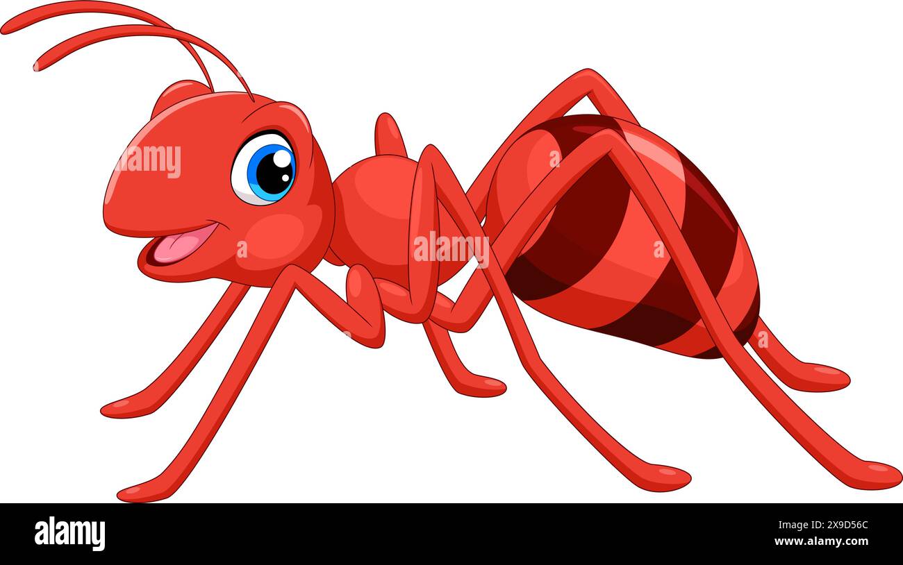 Vector illustration of ant cartoon on white background Stock Vector ...