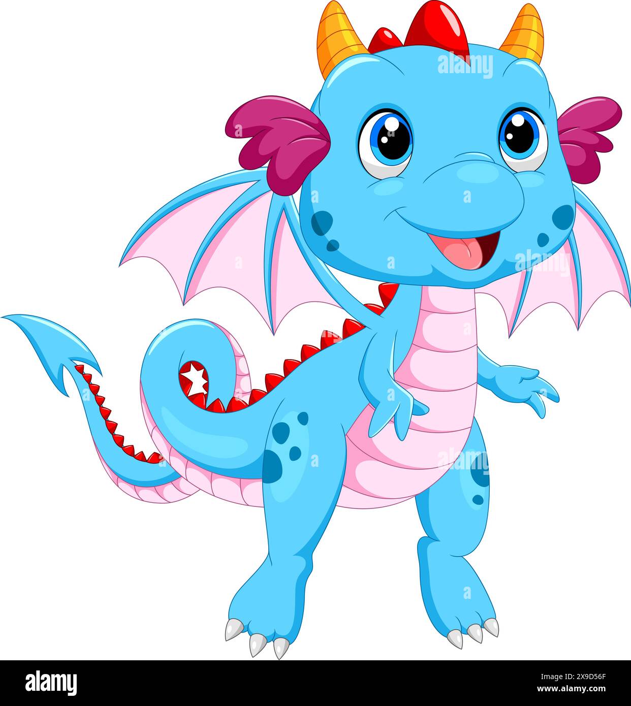 Vector illustration of funny cartoon Dragon isolated on white ...