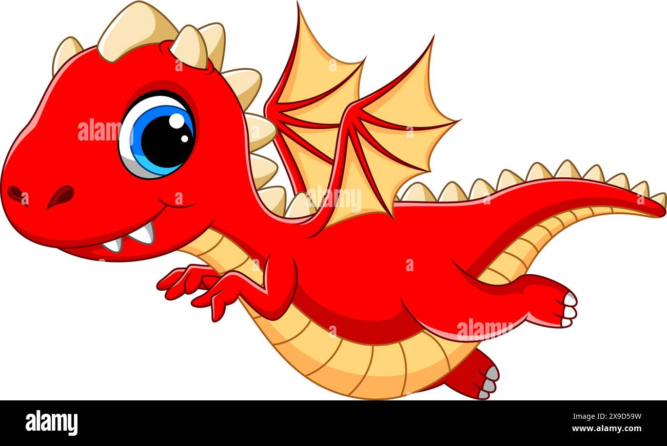 Vector illustration of funny cartoon Dragon isolated on white ...