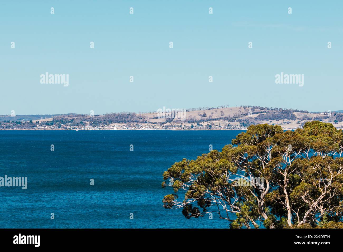 detail of the view from the Hobart bay from Kingston Beach, popular ...