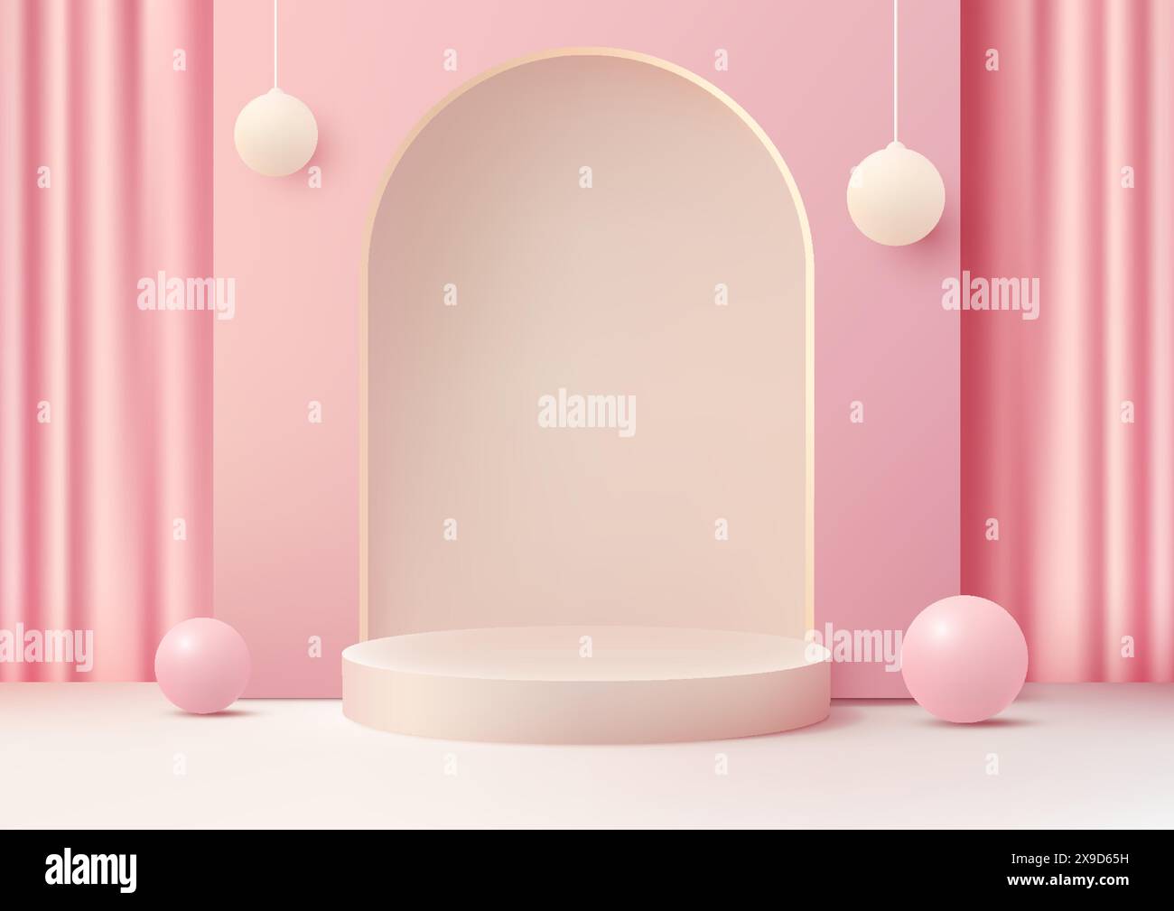 3D Pink Platform with Shiny Balls: Modern and Vibrant Product Display ...