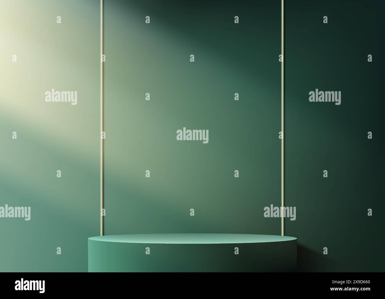 Minimalist green pedestal with soft lighting in a modern, abstract ...