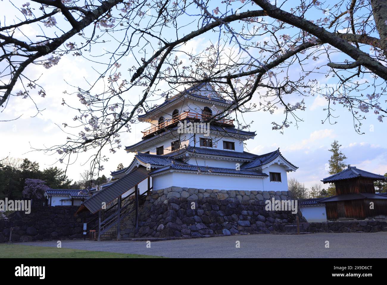 Cherry blossoms at Shiroishi Castle, a Restored 16th-century castle at ...