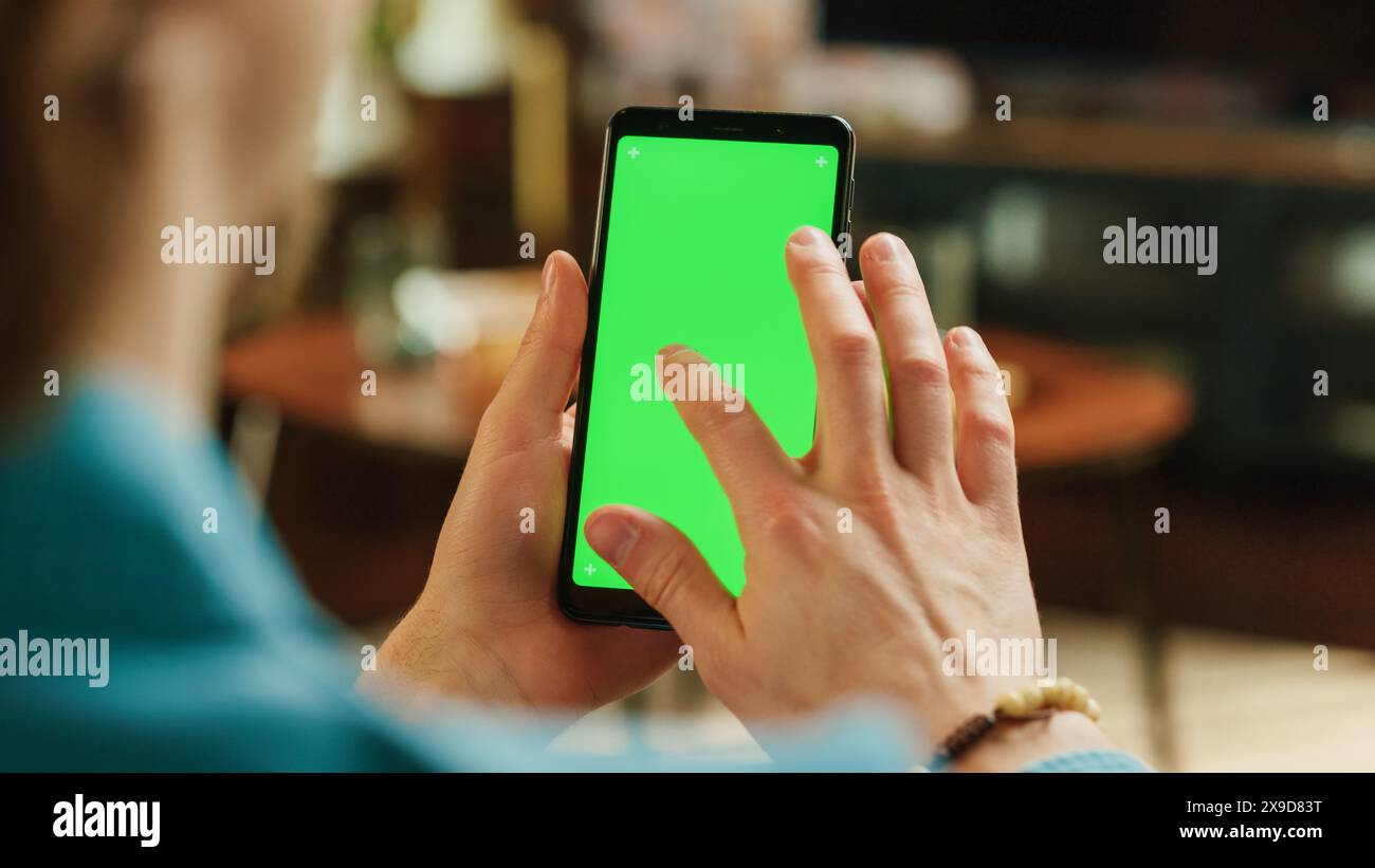 Man tapping on green screen hi-res stock photography and images - Alamy