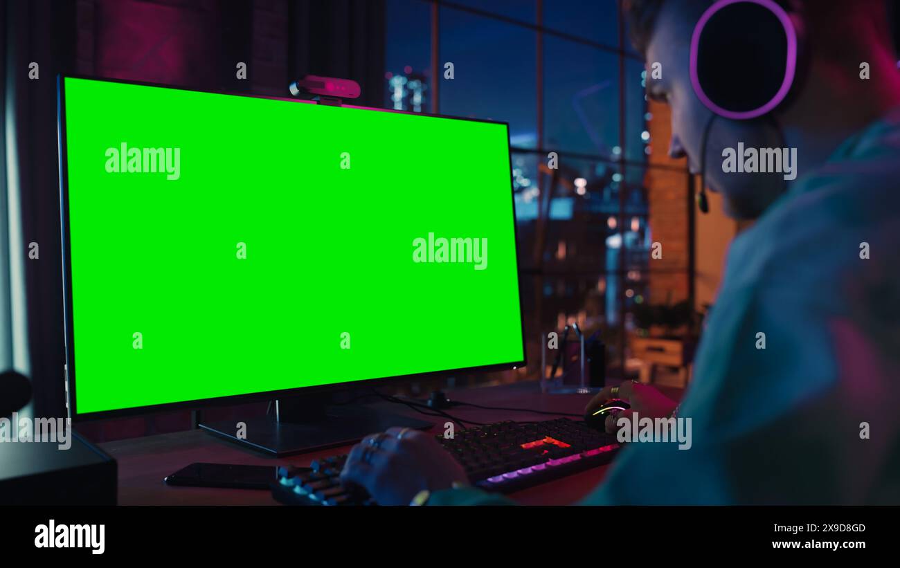 Powerful computer mock up green hi-res stock photography and images - Alamy