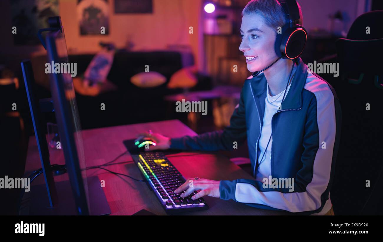 Professional girl gamer plays hi-res stock photography and images - Alamy