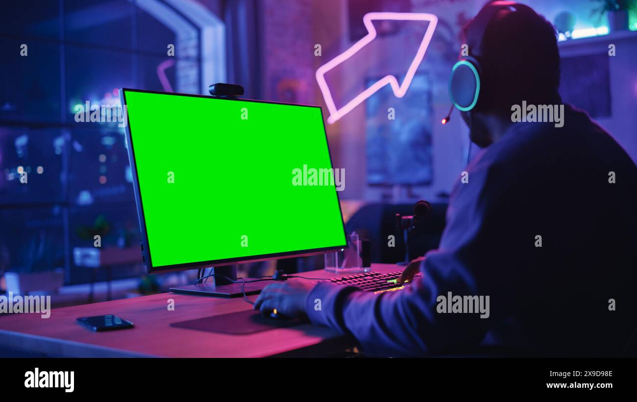 Powerful computer mock up green hi-res stock photography and images - Alamy