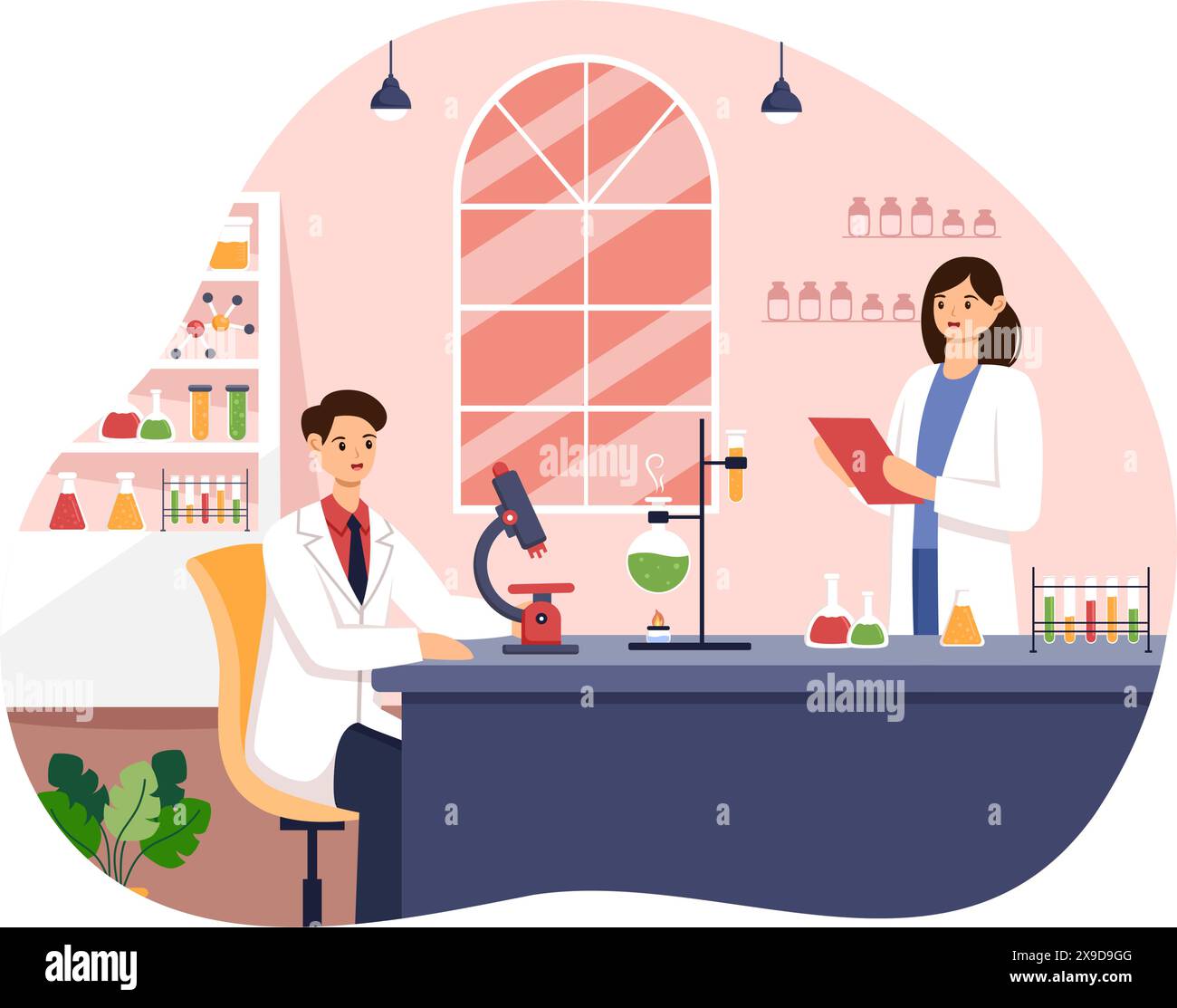 Vector Illustration of a Laboratory Conducting Scientific Research ...