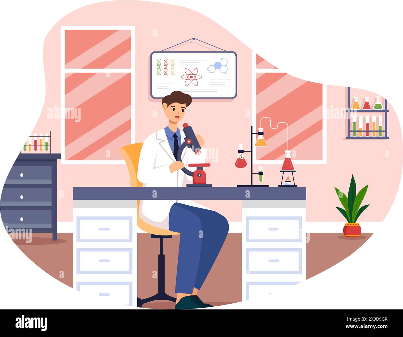 Vector Illustration of a Laboratory Conducting Scientific Research ...