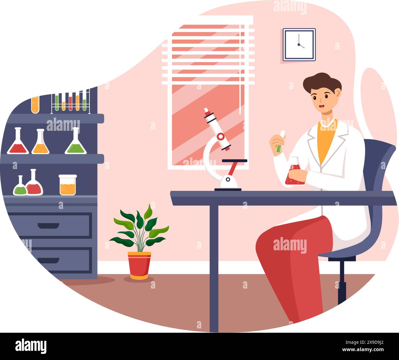 Vector Illustration of a Laboratory Conducting Scientific Research ...