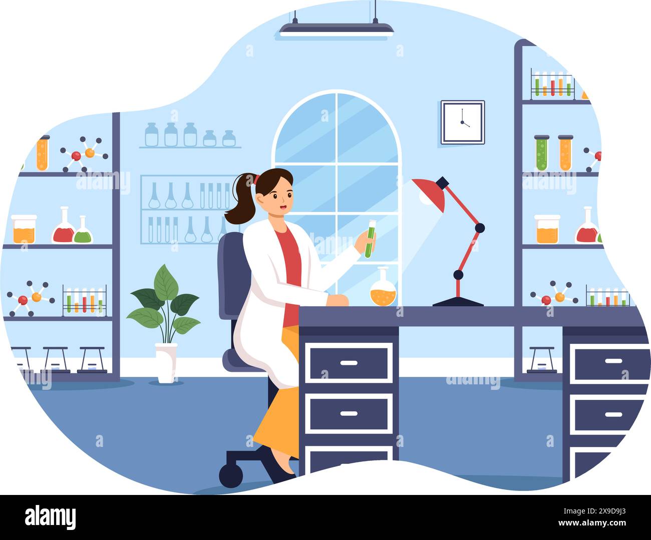 Vector Illustration of a Laboratory Conducting Scientific Research ...