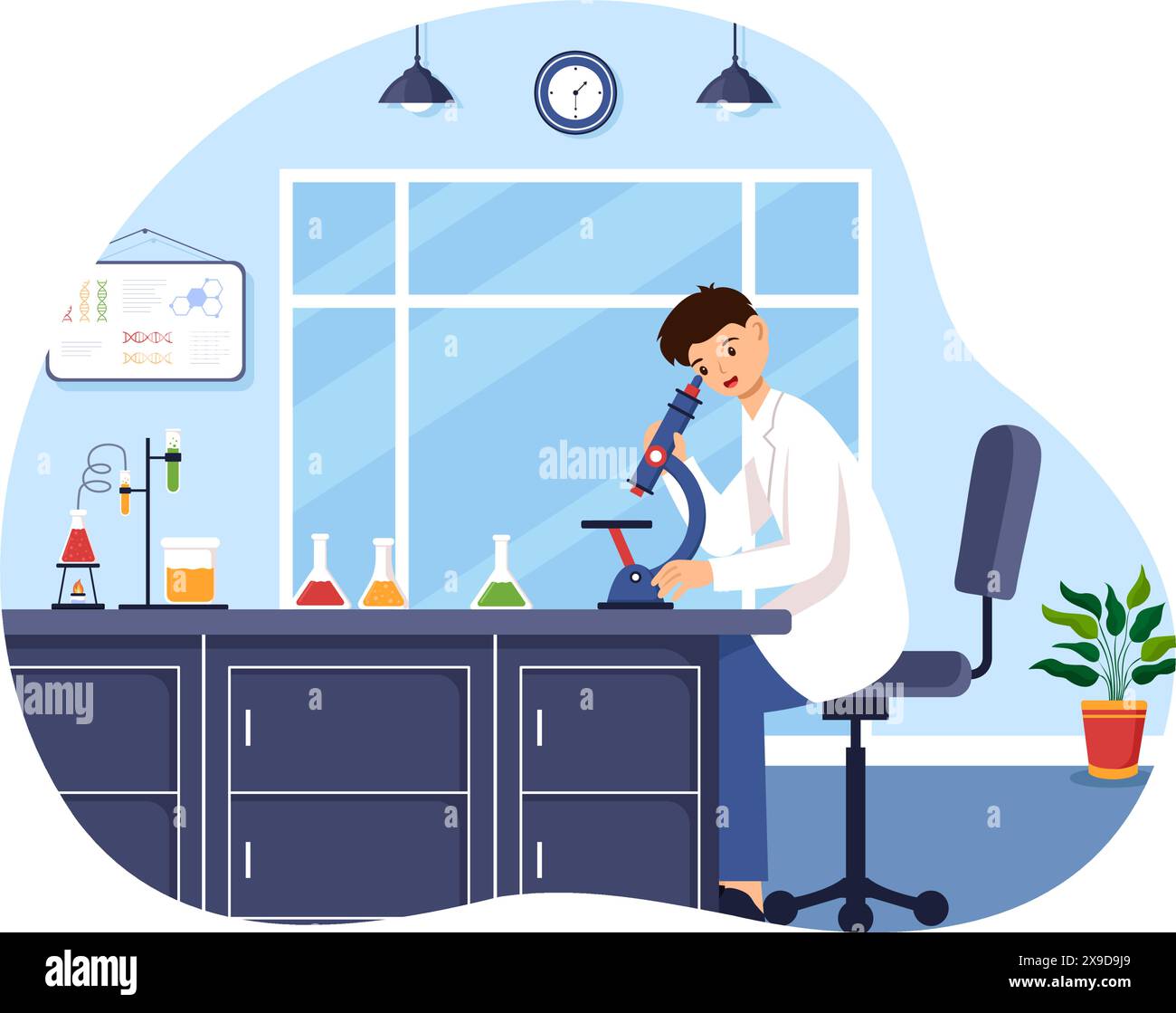 Vector Illustration of a Laboratory Conducting Scientific Research ...