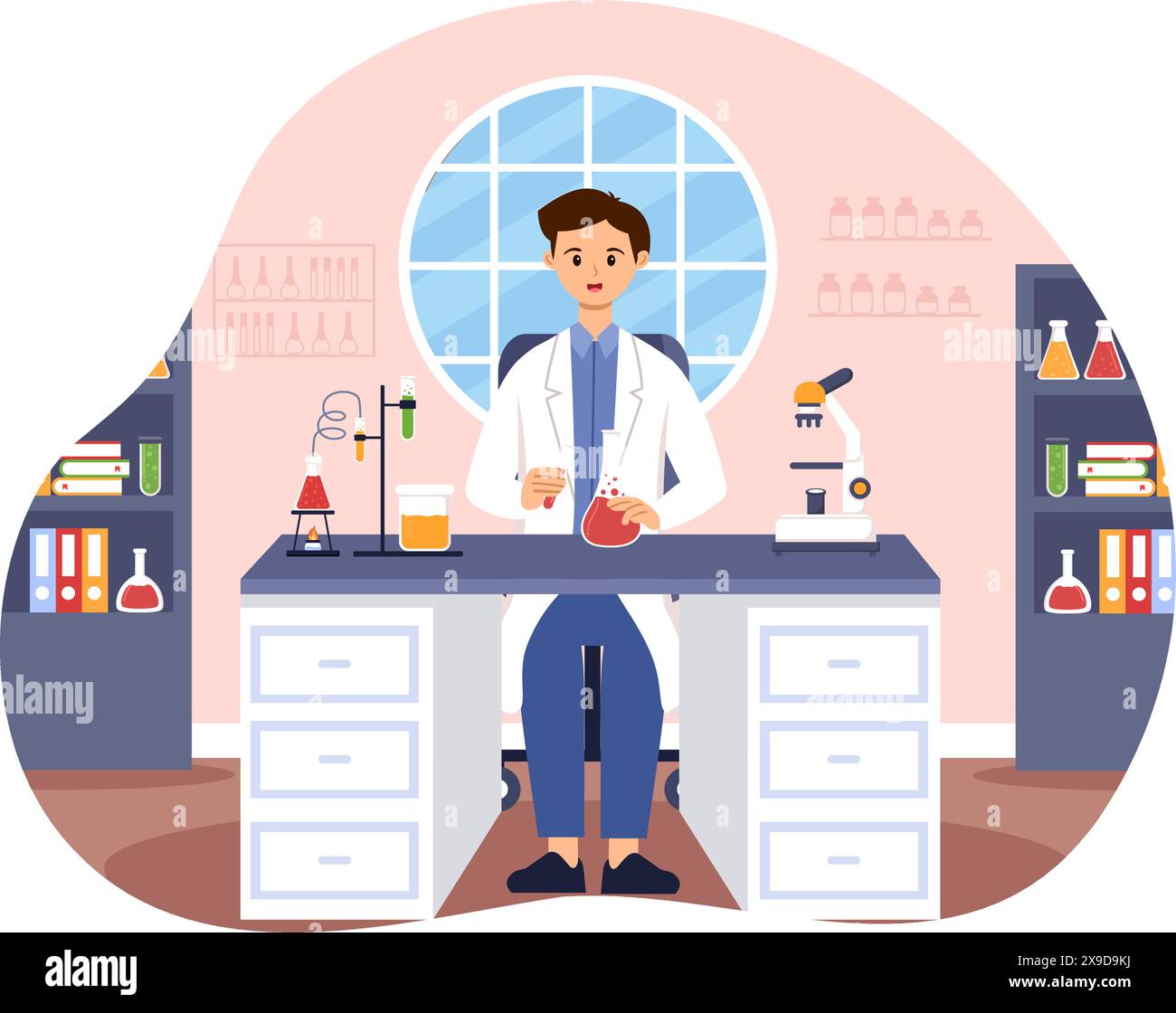 Vector Illustration of a Laboratory Conducting Scientific Research ...