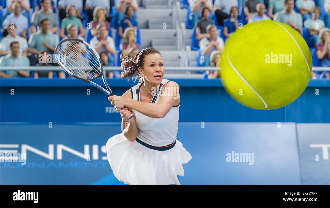 Sports TV Female Tennis Match on Championship with 3D Special Effect ...