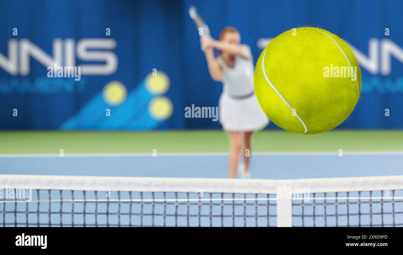 Sports TV Female Tennis Match on Championship with 3D Special Effect ...