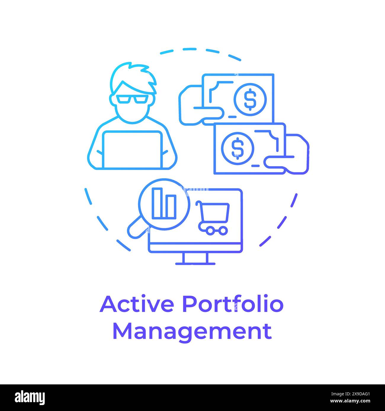 Active portfolio management blue gradient concept icon Stock Vector ...
