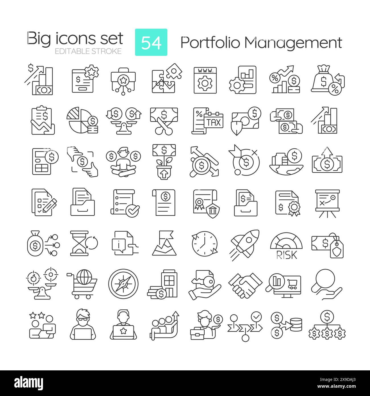 Portfolio management linear icons set Stock Vector Image & Art - Alamy