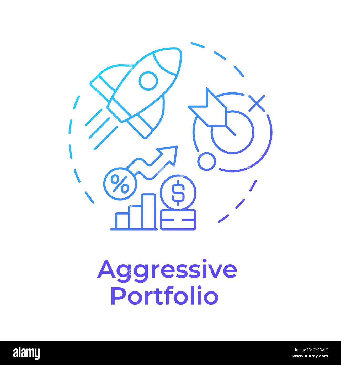 Aggressive portfolio blue gradient concept icon Stock Vector Image ...