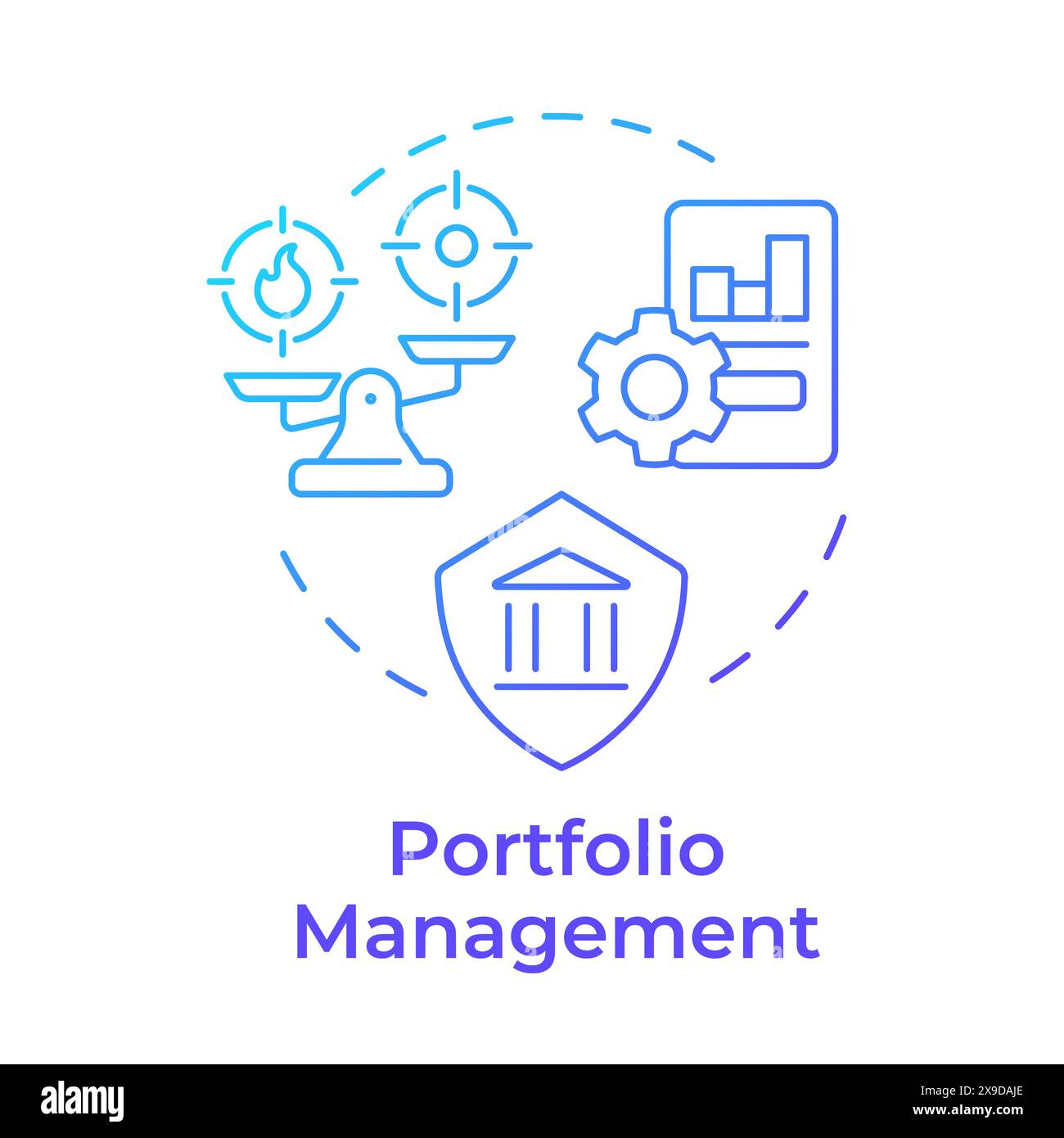 Portfolio management instruments blue gradient concept icon Stock ...