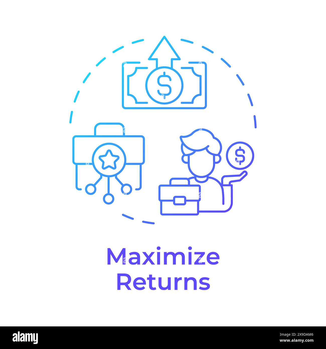 Maximize returns blue gradient concept icon Stock Vector Image & Art ...