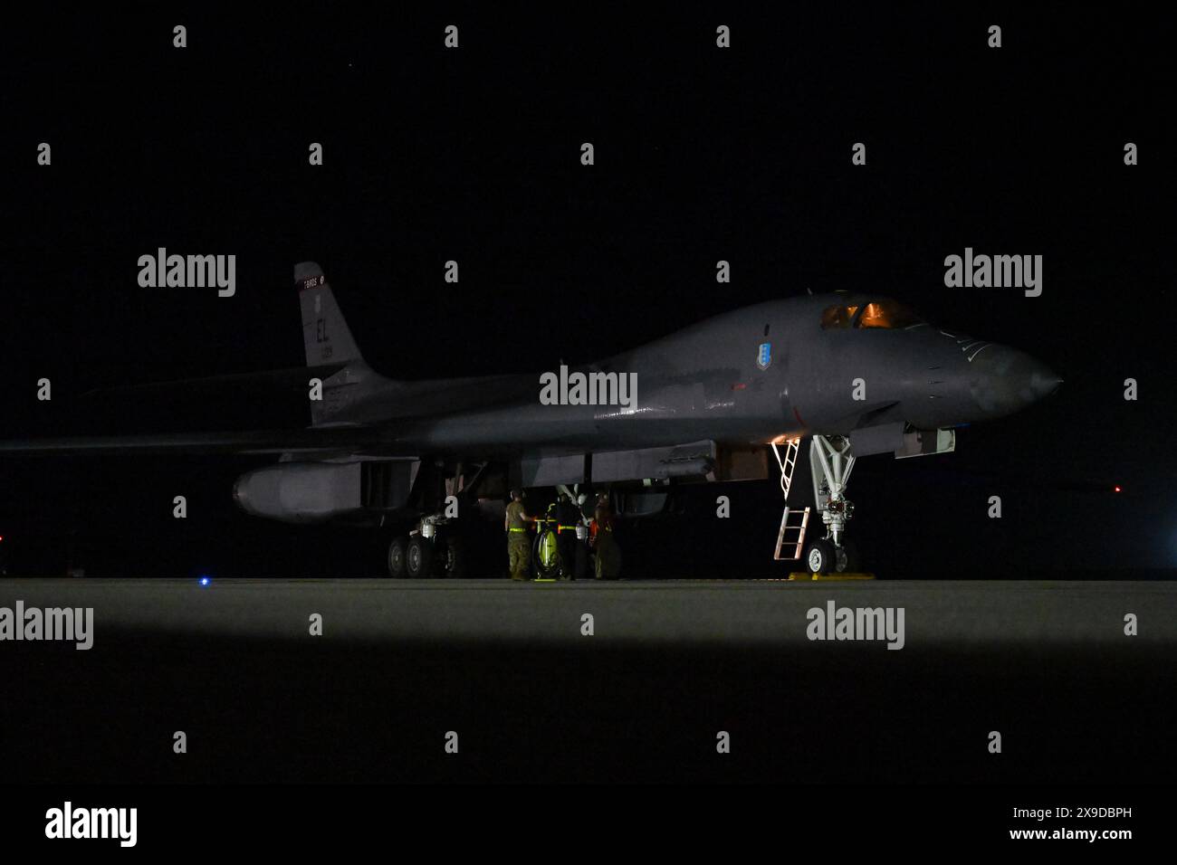 A U.S. Air Force B-1B Lancer assigned to the 37th Expeditionary Bomb ...