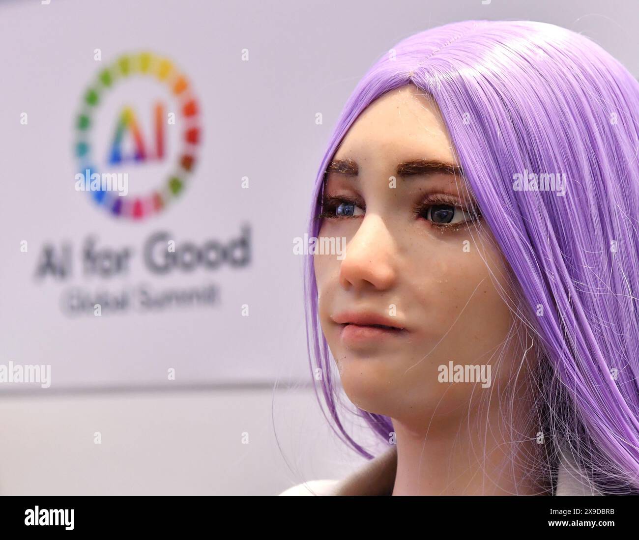 Geneva, Switzerland. 30th May, 2024. The humanoid robot Desdemona ...