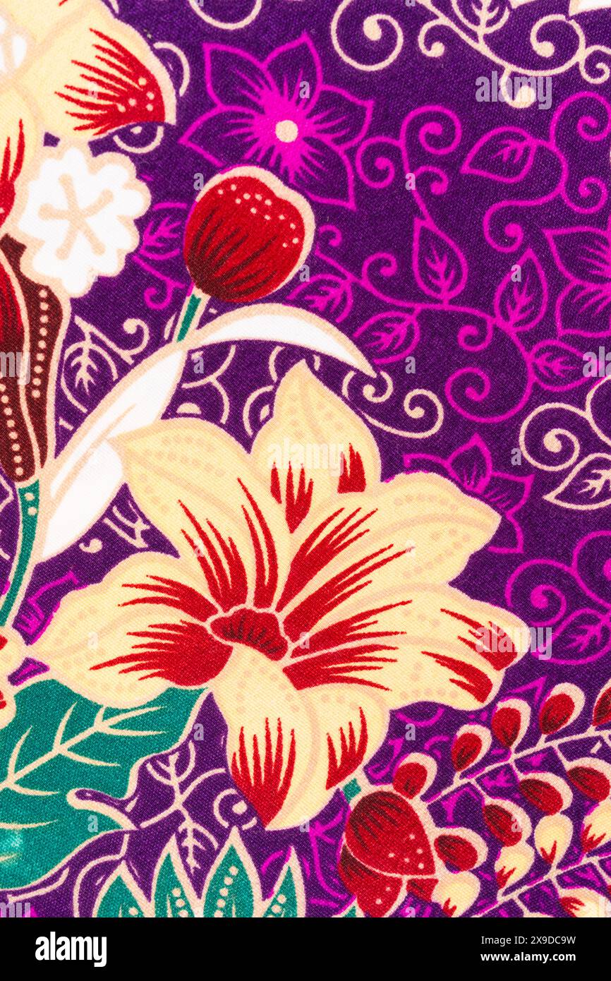 Detailed flower pattern of Indonesian batik cloth Stock Photo - Alamy