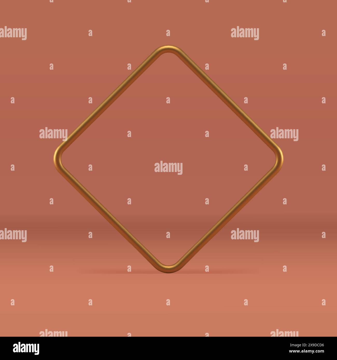 Golden rhombus vertical frame metallic base foundation geometric 3d ...