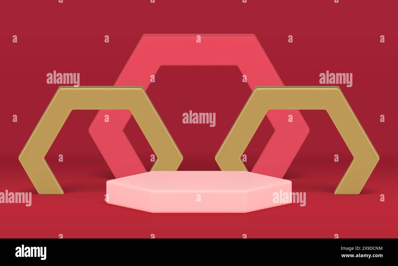 Podium for product presentation hexagonal frame event scene polygonal ...