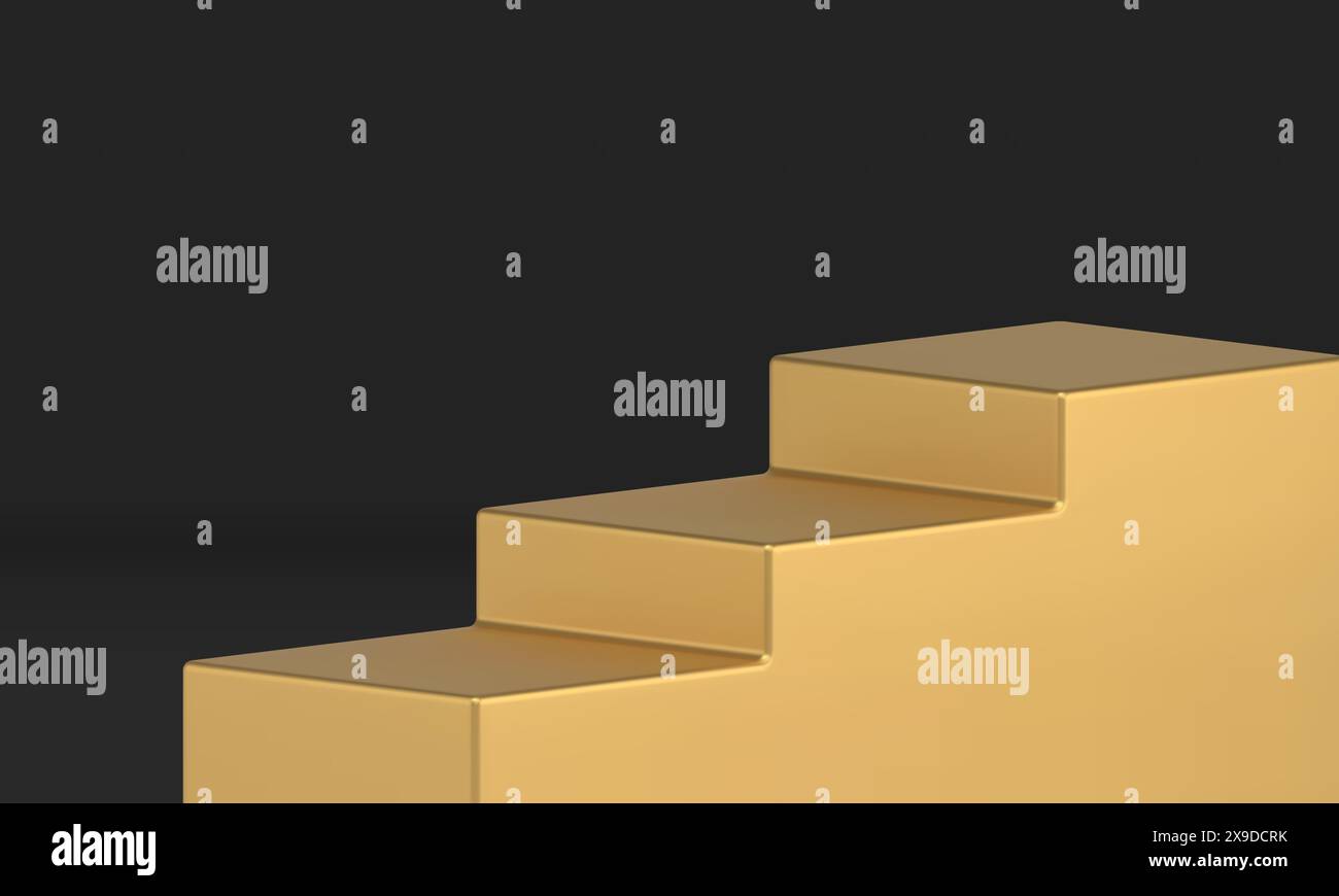 Golden stairs premium upward downward platform leadership win pedestal ...