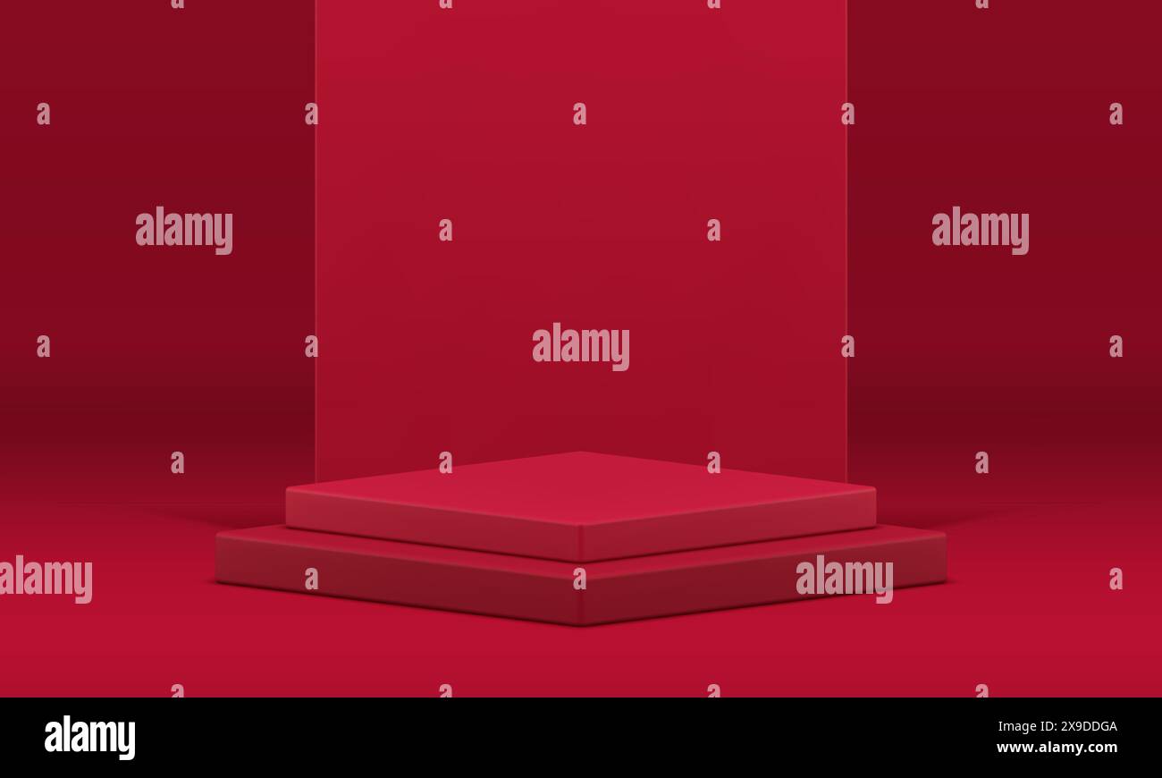 Red 3d stage rhombus level pedestal for competition award product ...