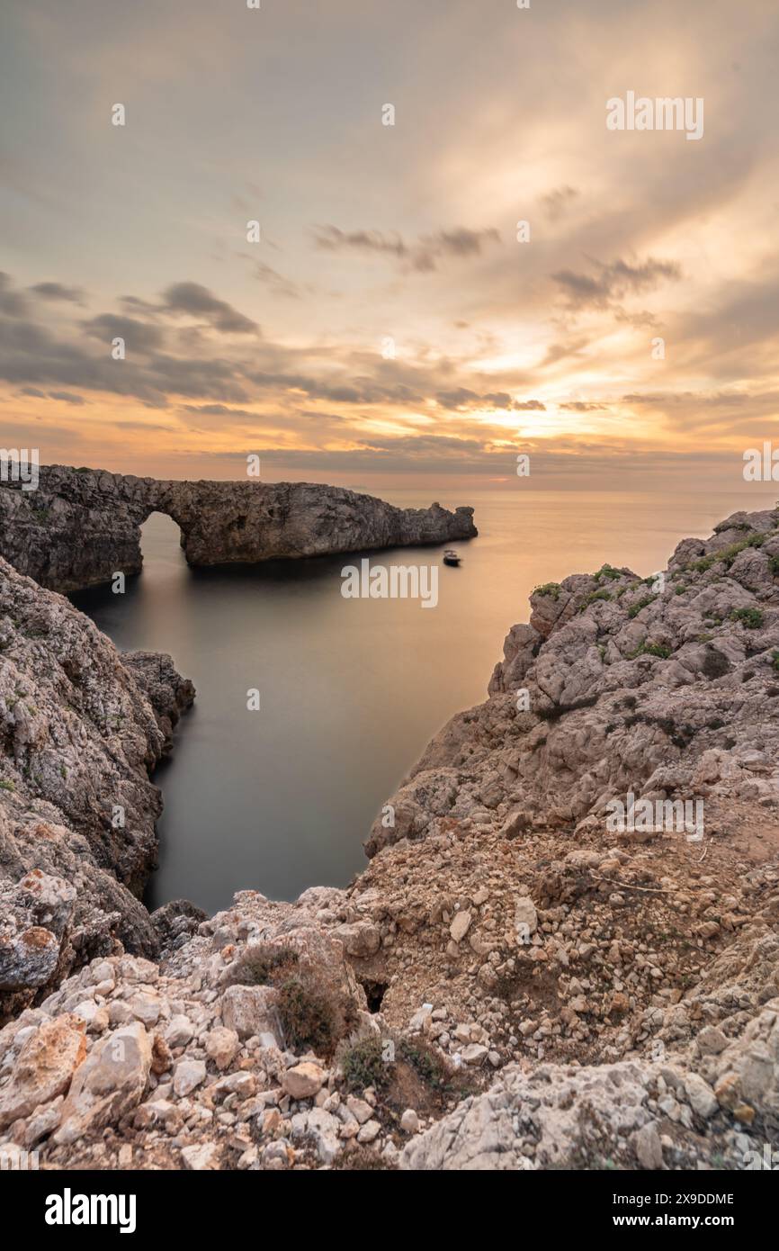 Long exposure effect at sunset in Pont d'en Gil, on the island of ...
