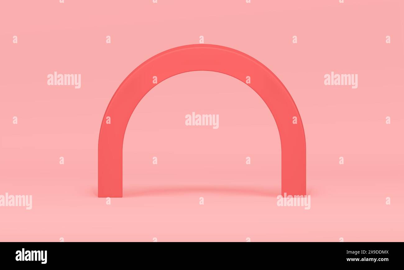 Pink curved arch showcase decor element 3d studio background for ...