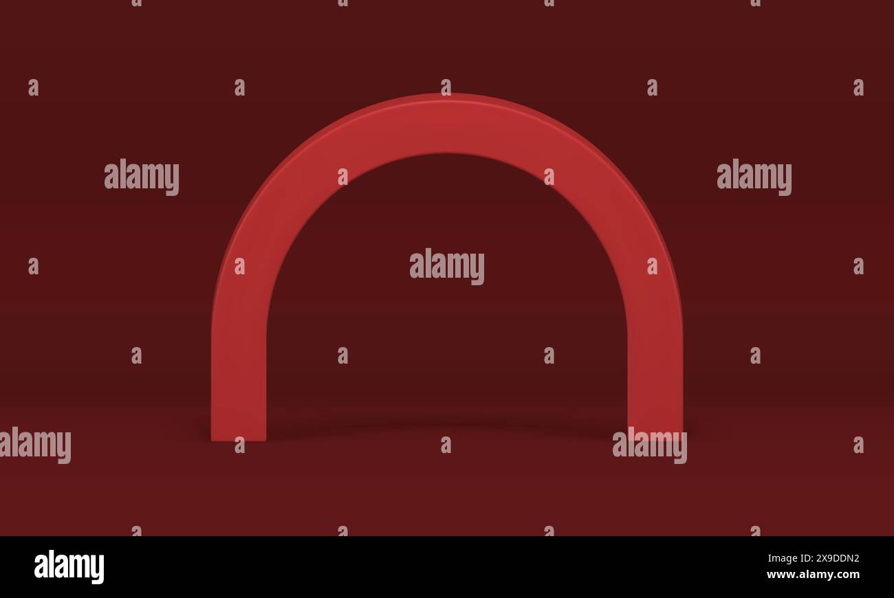 Red arch promo basic foundation vertical curved column 3d design for ...