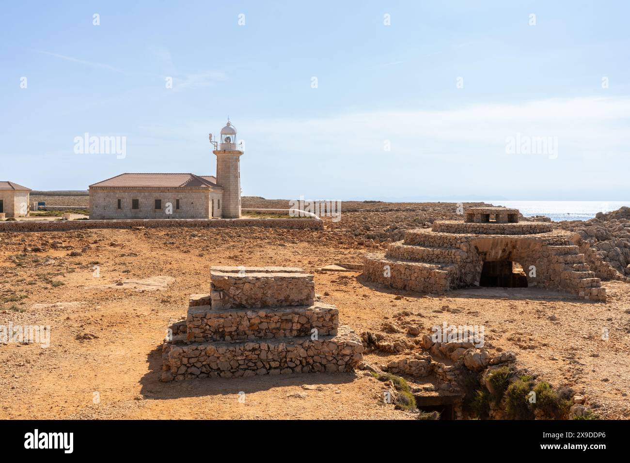 Punta Nati lighthouse and defense bunkers from the Spanish civil war in ...
