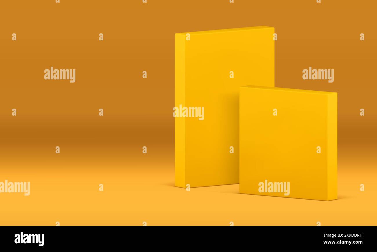 3d wall yellow rectangle display studio background decor element ...