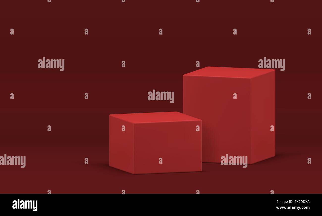 Red pedestal rectangle boxes abstract 3d stage for product promo ...
