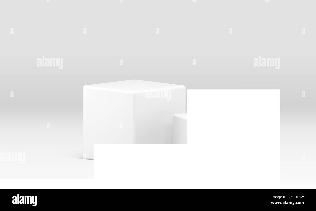 3d Cubes Squared Two Pedestal Geometric Form Symmetric Foundation Platform Realistic Vector