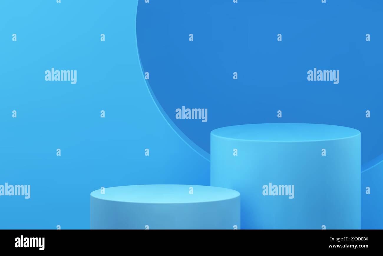 Blue 3d podium cylinder stage contest win celebration empty display ...