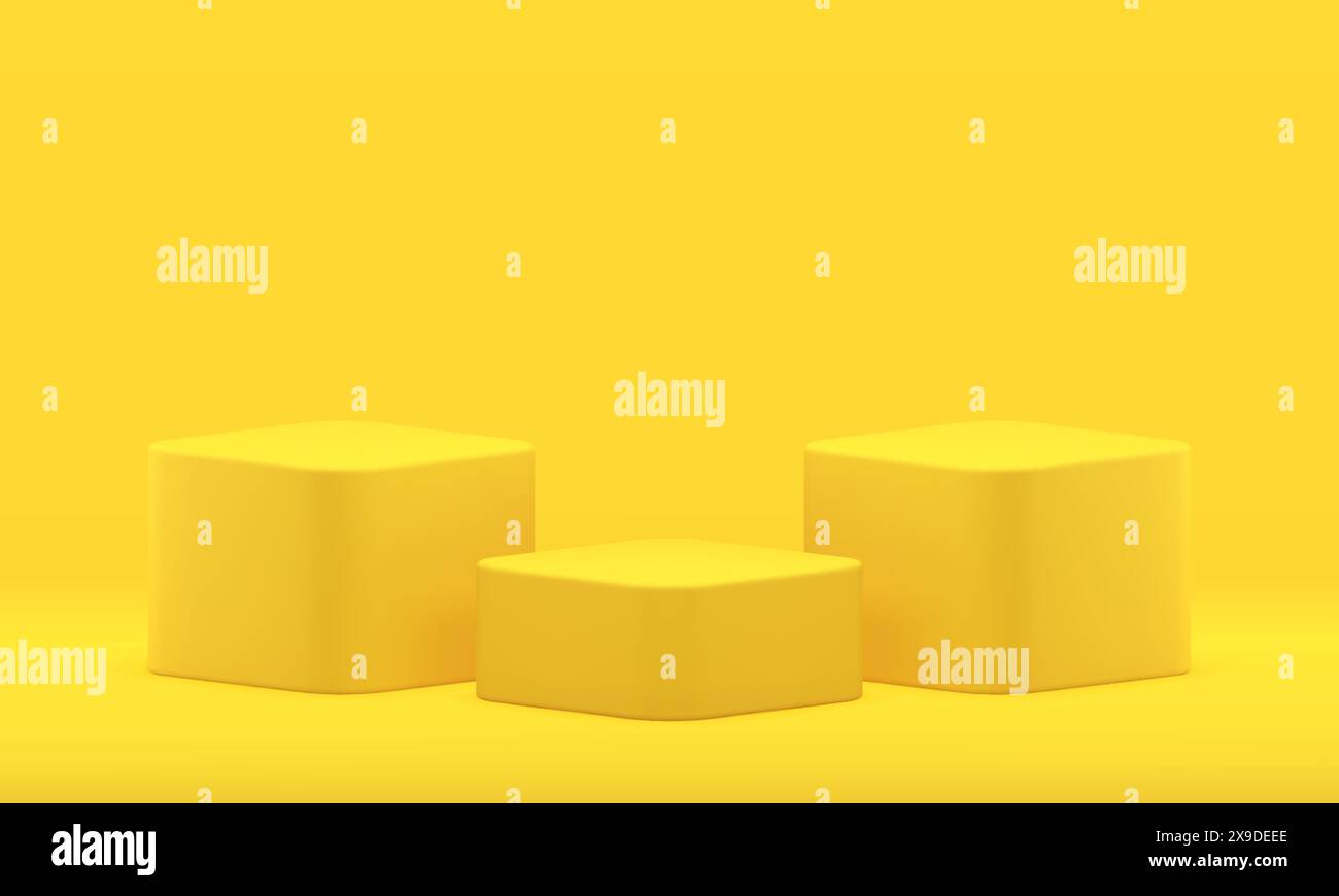 Yellow 3d pedestal three cubes platform competition award arena ...